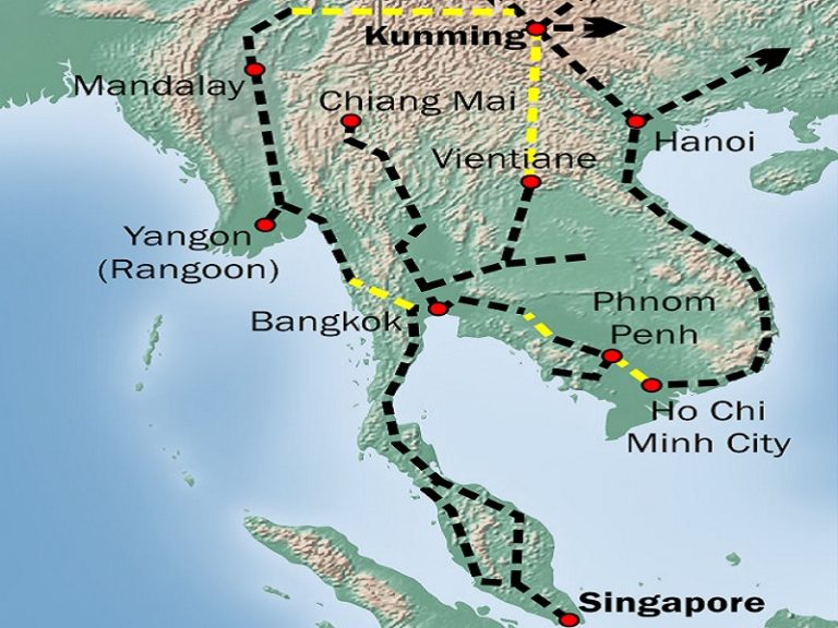The Singapore-Kunming railway network will include three main routes ...